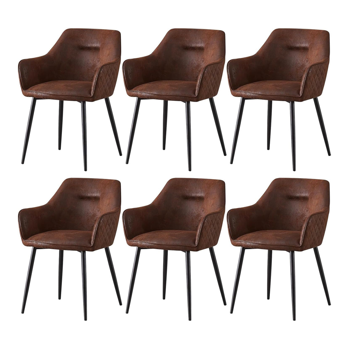 Matteo Brown Suede Fabric Dining Chairs with Matte Metal Legs for Kitc ...
